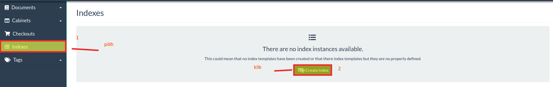 Memberikan index pada dokumen - Dokumentasi PROXSIS BizTech